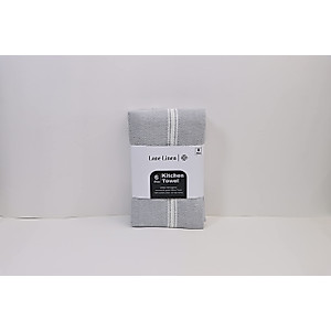 LANE LINEN Kitchen Towels Set - 100% Pure Cotton Dish Towels for Kitchen, Super Absorbent Kitchen Hand Towel, Grey Tea Towels, Soft & Durable Dish Cloths, Pack of 6 – 15”x25”, Grey Chambray