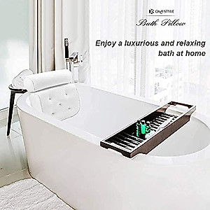 OMYSTYLE Bath Pillow for Tub, Bathtub Pillows with Soft 5D Air Mesh & 5 Large Suction Cups, Quick Dry Spa Bath Pillow for Neck, Head, Shoulder and Back Support - Soft, Non-Slip, Extra Thick