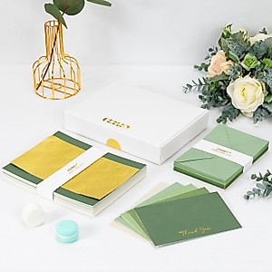 Crisky Shade of Sage Green Thank You Cards (25 Pack) with Craft Envelopes & Stickers Greeting Cards Bulk for Birthday, Baby Shower,Bridal Shower, Wedding, Graduation