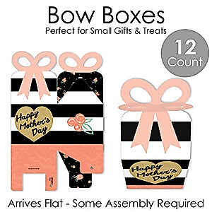 Big Dot of Happiness Best Mom Ever - Square Favor Gift Boxes - Mother’s Day Party Bow Boxes - Set of 12