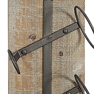 Deco 79 Industrial Wood Rectangle Wall Wine Rack, 8" x 5" x 32", Brown