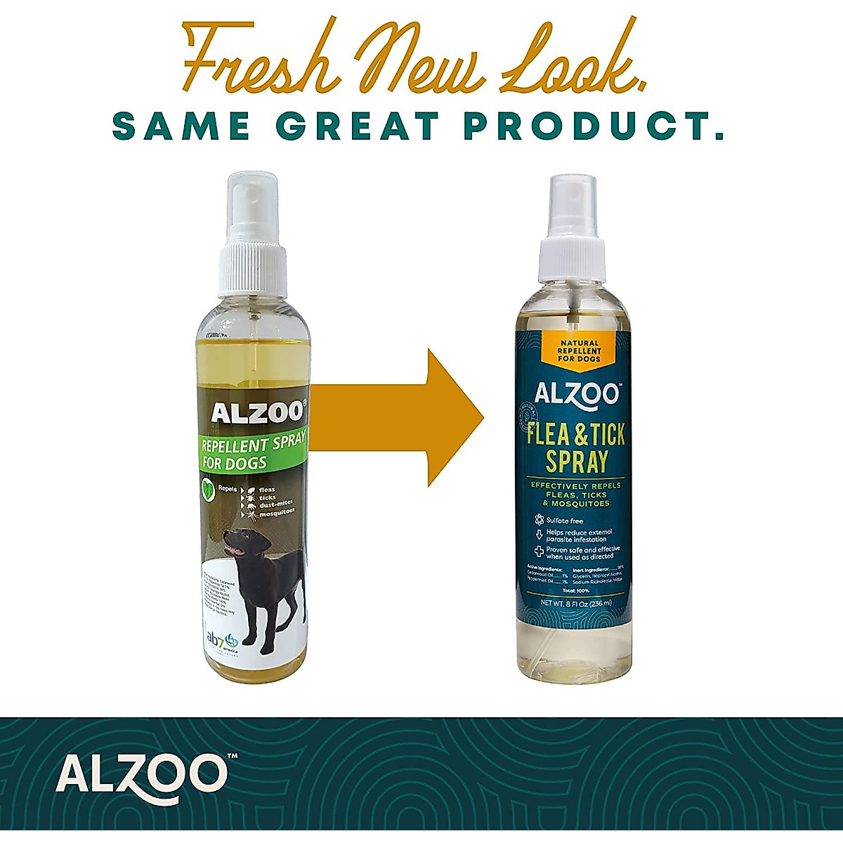 ALZOO Flea and Tick Repellent Spray for Dogs, Effectively Repels Fleas, Ticks & Mosquitos, 100% Plant-Based Active Ingredients, Sulfate-Free, 8 Fl. Oz.