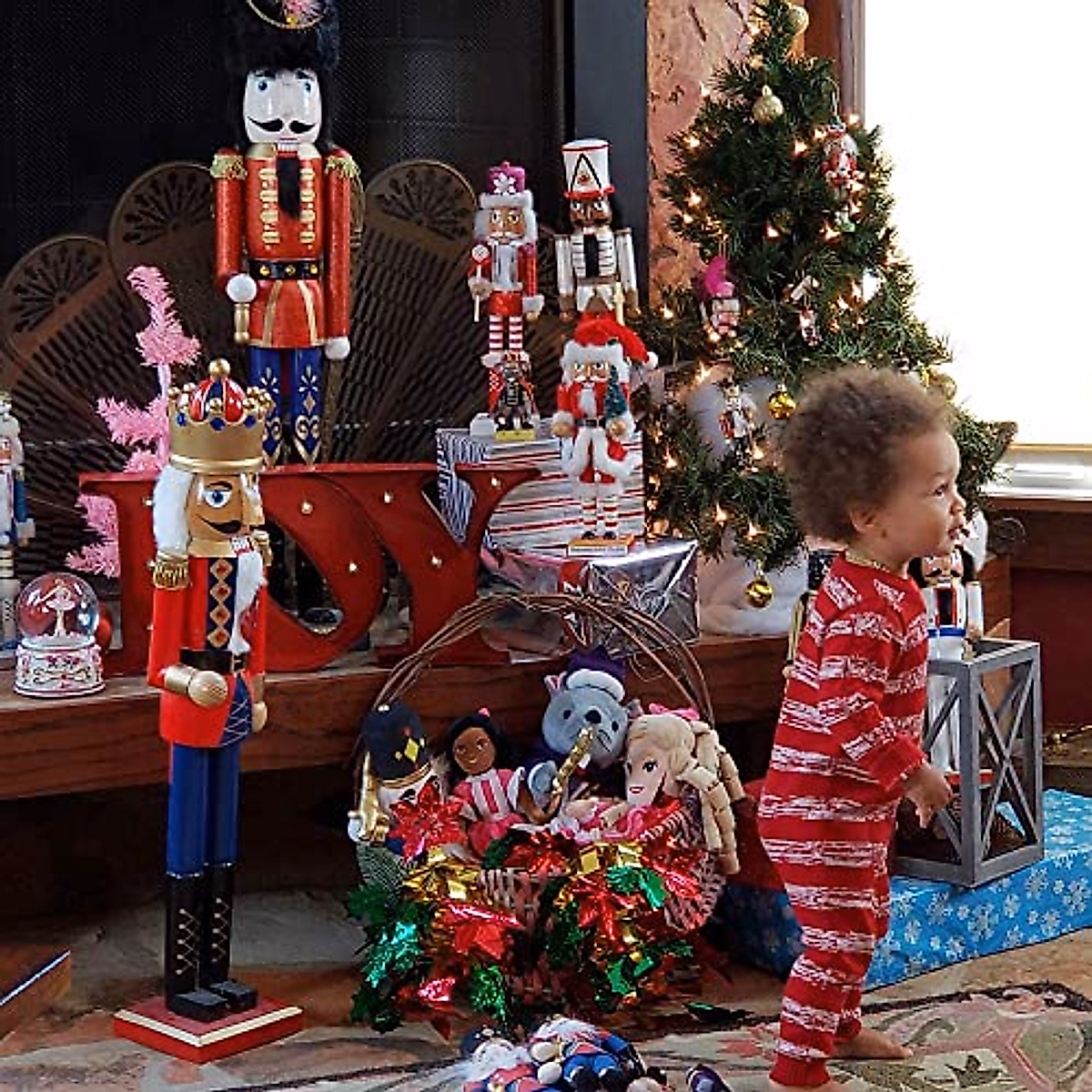 Nutcracker Ballet Gifts King Plush Nutcracker Doll Figure, Christmas Ornaments Decoration, Red, Blue and Gold, 14 Inch