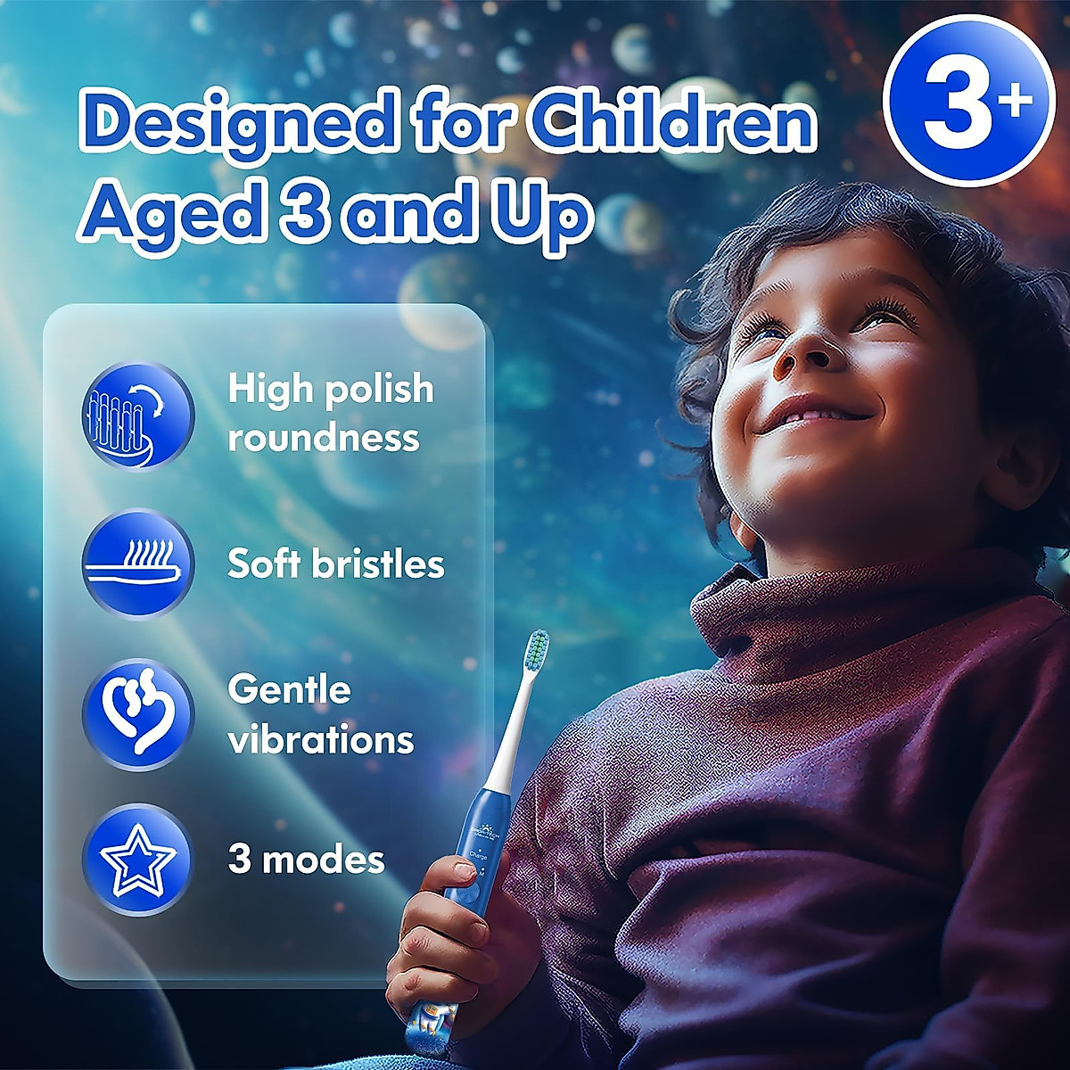 DADA-TECH Kids Electric Toothbrush Rechargeable, Soft Unicorn Tooth Brush with Timer Powered by Sonic Technology for Children Boys and Girls Age 3+, Waterproof and 3 Modes (Matte Pink Li)