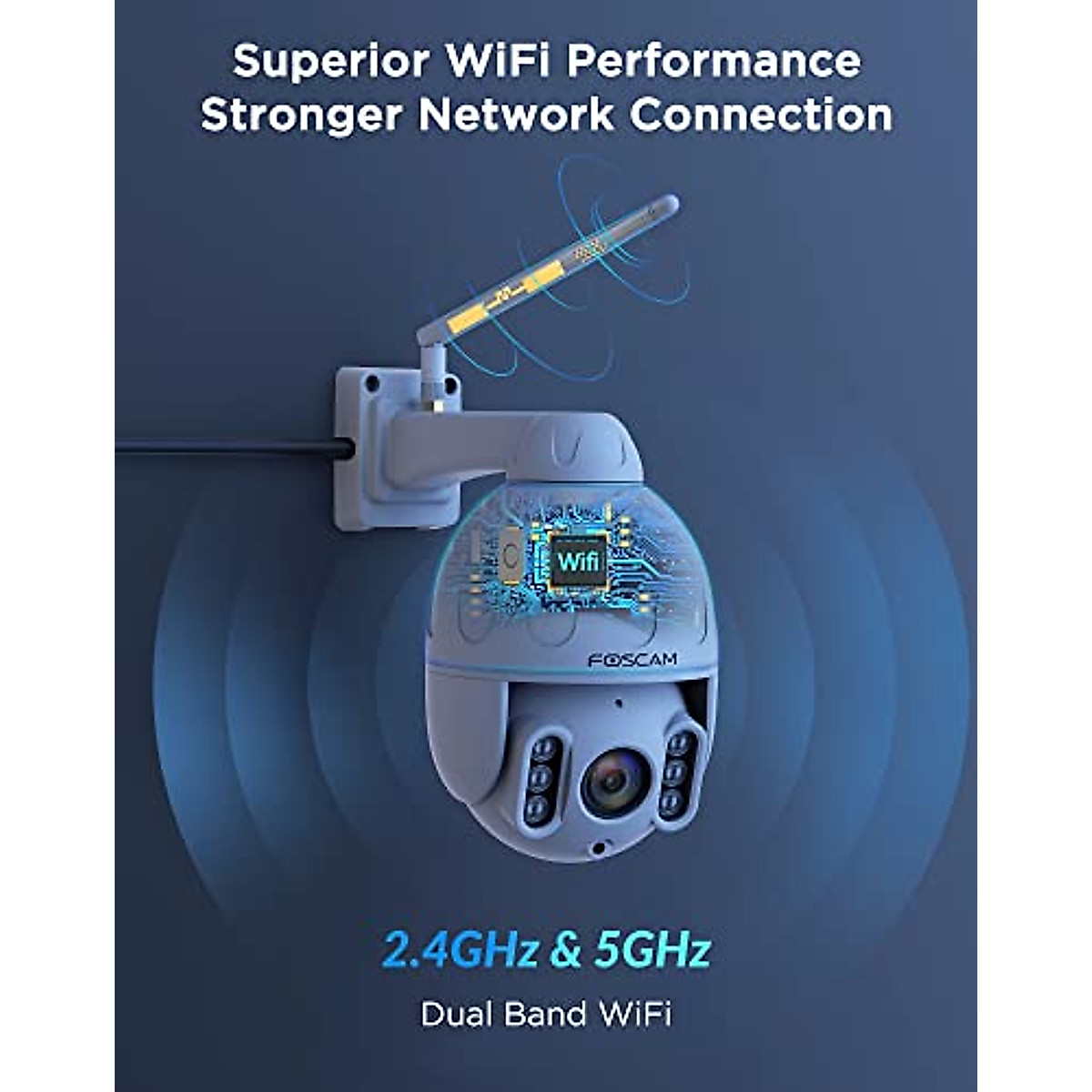 FOSCAM SD4 2k 4MP Outdoor Security Camera, 5G/2.4GHz WiFi PTZ IP Surveillance Camera with 4X Optical Zoom, Smart AI Human Detection, 2-Way Audio, 165ft Night Vision, CMOS Image Sensor, IP66