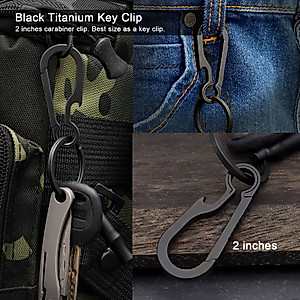 PJYTAC Black Titanium Carabiner for Keys Small Keychain Quick Release Key Clip with Bottle Opener Holder for Men and Women Gifts for Him