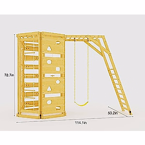 Avenlur Hawthorn 9-in-1 Outdoor Activity Center | Swing, Rock Wall, Monkey Bars | Ages 2-11 | Pine Wood Construction | Climbing Rope, Net Wall | Strength, Coordination, and Imagination-Boosting Fun
