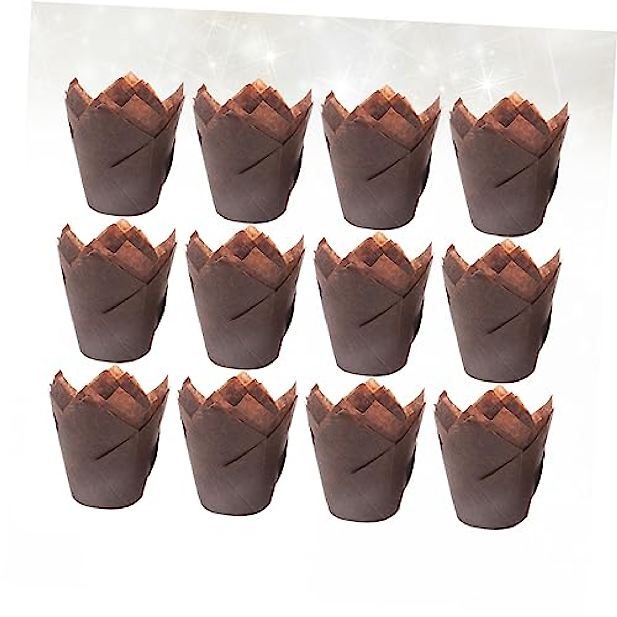 HEMOTON 150pcs Pink Tulips Mini Paper Cups Brown Wrapping Paper Butterfly Cupcake Liners Cookie Liners Muffin Tins Camouflage Pudding Cake Stand Bracket Coffee Mini Cake Boxes