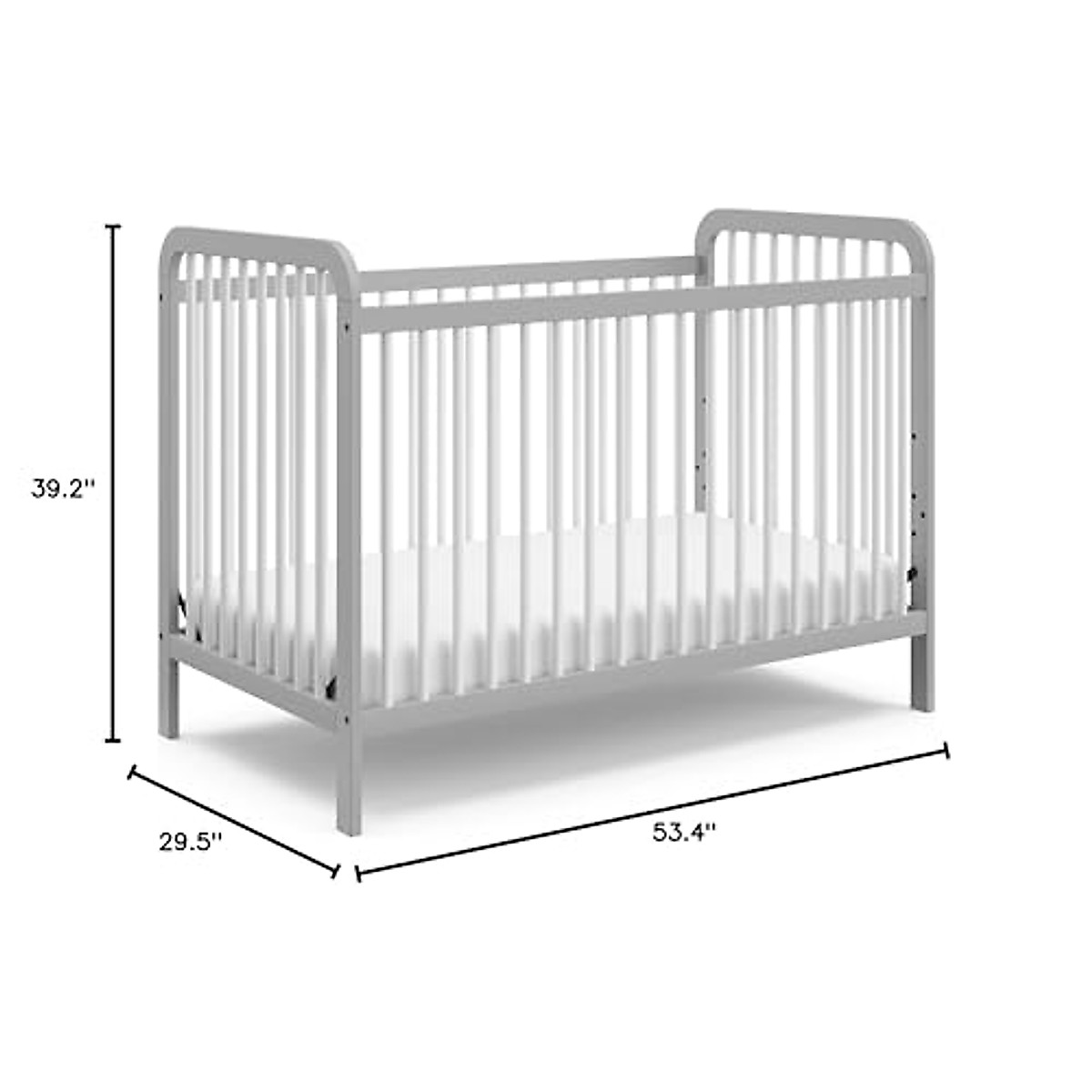 Storkcraft Pasadena 3-in-1 Convertible Crib (Pebble Gray/White) – GREENGUARD Gold Certified, Converts to Daybed and Toddler Bed, Fits Standard Full-Size Crib Mattress, Adjustable Mattress Height