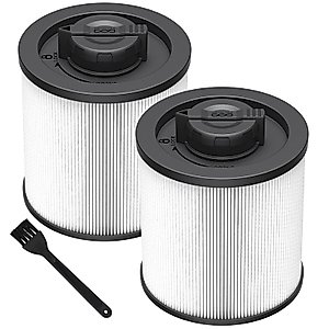 2 Pack DXVC6910 Cartridge Filter Replacement for DEWALT 6-16 Gallon Wet/Dry Vac, Compatible with DeWalt DXV06P DXV09P DXV10P DXV10PL DXV10SA DXV12P DXV14P DXV16P, White
