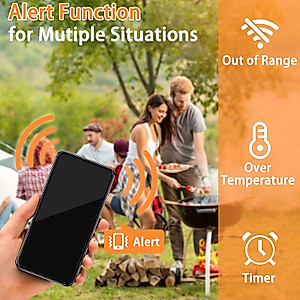 HOMETALL Wireless Meat Thermometer, 400FT Bluetooth Meat Thermometer Digital with 4-Probes, Large Display Instant Read Food Thermometer for Cooking, Smoker, Oven, BBQ, Grill Thermometer