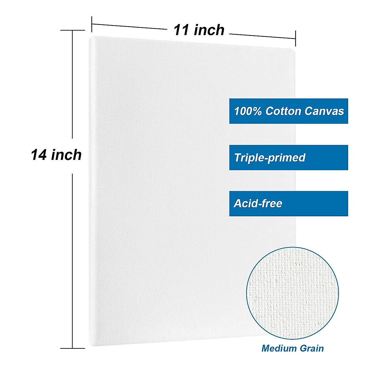 Genixart White Blank Canvas Panels, 11x14 Inch 12 Pack, 100% Cotton, Primed Professional Artist Canvases Boards for Acrylics & Oils Painting