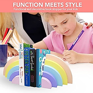 Decorably Rainbow Bookends for Kids, Book Ends for Kids Rooms, Book Ends Kids, Kids Bookends for Baby Room, Kids Book Ends to Hold Books Kids, Bookends for Baby Nursery, Baby Book Ends for Shelves