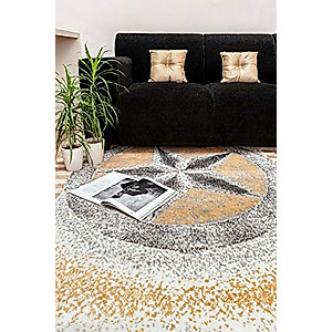 Furnish my Place Texas Star Rug - 5 ft. x 8 ft, Beige Rustic, Novelty Lone Star Rug with Border, Jute Backing