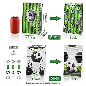 PQZFKSRU Football Soccer Party Candy Bags - 12pcs with kraft Paper Bags & Labels for Snacks, Candy & Party Favors - Perfect for Valentine's Day & Birthdays party favor bags