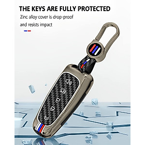 YONUFI for Ford Key Fob Cover Case Metal Shell Car Smart Key Holder Keychain Compatible for Escape Focus Taurus Explorer Flex C-Max Edge Expedition Lincoln MKX MKS MKT (FDK-Carbon Fiber)