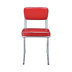 Coaster Home Furnishings Retro Open Back Side Chairs Red and Chrome (Set of 2)