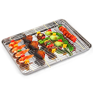 Zacfton Cooling Rack Set of 3, Baking Rack Stainless Steel Wire Rack for Baking Cooking Roasting Grilling Cooling, 15” x 11” x 0.5” Wire Racks, Fit Various Size Cookie Sheets Oven