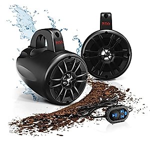 BOSS Audio Systems BM40AMPBT ATV UTV Waketower Speaker System - Bluetooth, 500 Watts of Power Per Pair, 4 Inch Woofer, Full Range, 2 Way, Marine grade, Weatherproof, Sold in Pairs