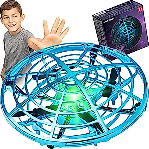 Atlasonix UFO Mini Hand Drone for Kids - Drone Home Game, Hand Controlled Drone, Motion Sensor Flying Toy For Indoor Play - Kids Drone For Boys & Girls - Blue