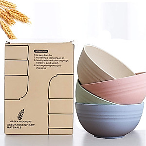 4 Wheats Straw Bowls Stylish Small Bowls Microwave Safe Bowls Set Strong and Unbreakable for Dinner Rice Dessert Snacks Noodles Cereal and More Microwave Freezer and Dishwasher Safe