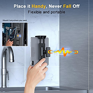 XWXELEC Magnetic Tablet Wall Mount for Metal Surface, Super Power Magnet ipad Holder 360° Rotation fit 4.5"-12.9" Phone and Tablets Great for Cabinet/Fridges/Metal Rack/Whiteboard/Gym Equipment