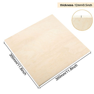 CertBuy 12" x 12" Plywood Board 1/2 Thick, 4 Pack Plywood Squares, Baltic Birch Plywood for Laser Projects, Arts and Crafts, DIY