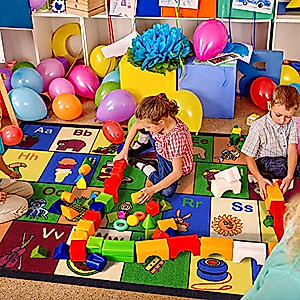 Ottomanson Jenny Children's Rug Collection, Area 5' x 6'6", Educational Alphabet Multicolor