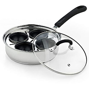 Cook N Home 4 Cup Stainless Steel Egg Poacher Pan 8"