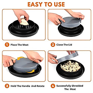 Hocane Chicken & Meat Shredder - Alternative to Bear Claws Meat Shredder - Large Size Meat Shredding Tool with Handles and Non-Skid Base Suitable for Pulled Pork,Beef and Chicken, Black
