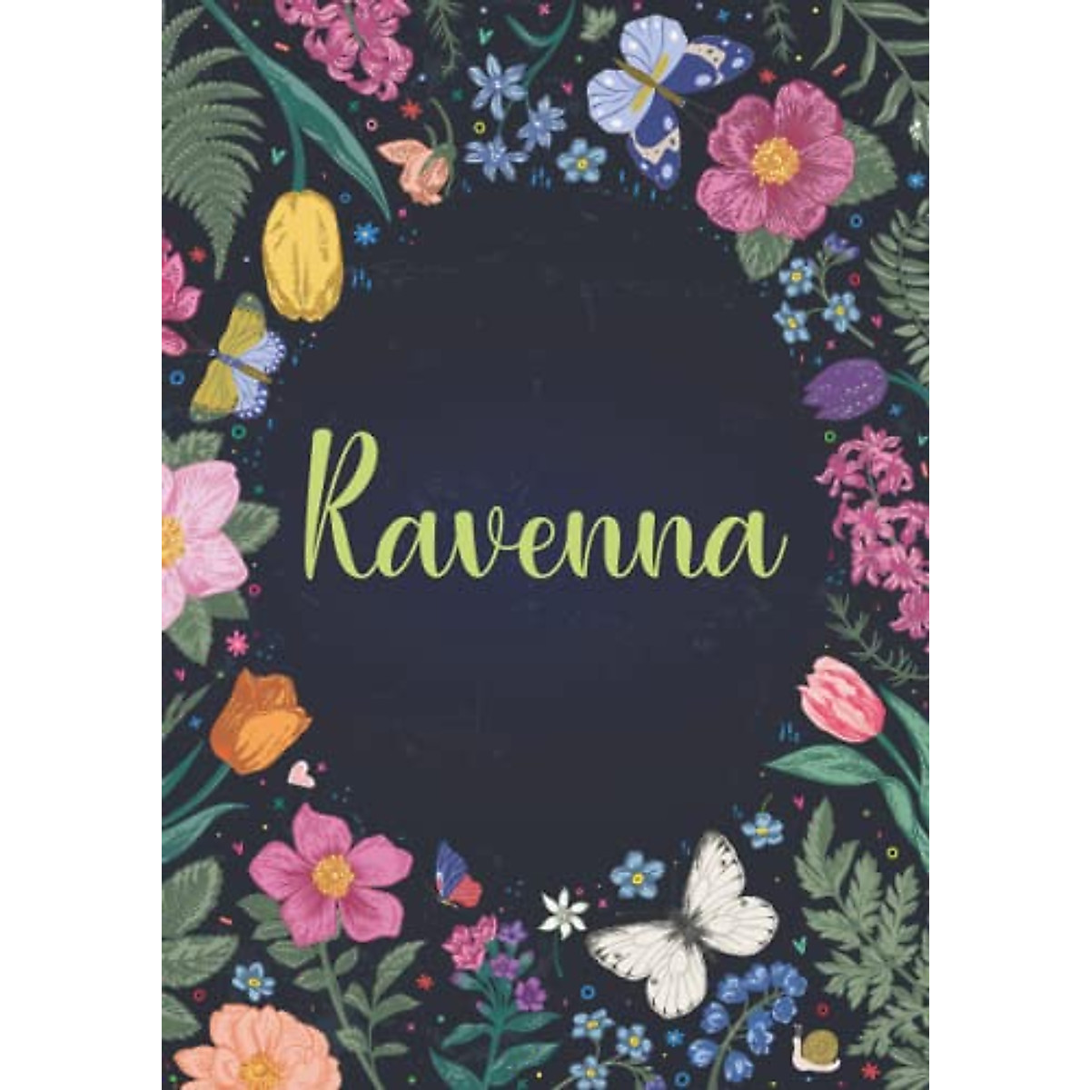 Ravenna: Taccuino A5 | Nome personalizzato Ravenna | Regalo di compleanno per moglie mamma sorella figlia ... | Design: primavera e farfalle | 120 ... formato A5 (14.8 x 21 cm) (Italian Edition)
