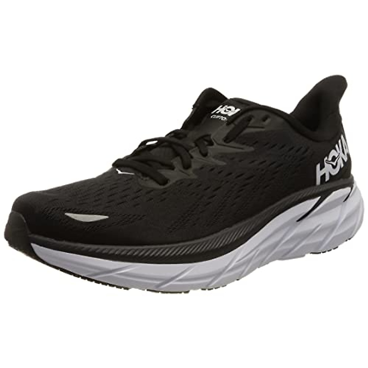 HOKA ONE ONE Clifton 8 Wide Womens Shoes Size 9.5, Color: Black/White