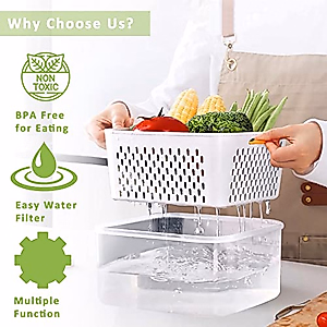 WBKTOOL Fruit Storage Containers for Fridge, 3 Pack Vegetable Container Produce Saver with Drain Colanders + Lids, Berry Containers Salad Lettuce Food Fresh Keeper for Refrigerator Organizer