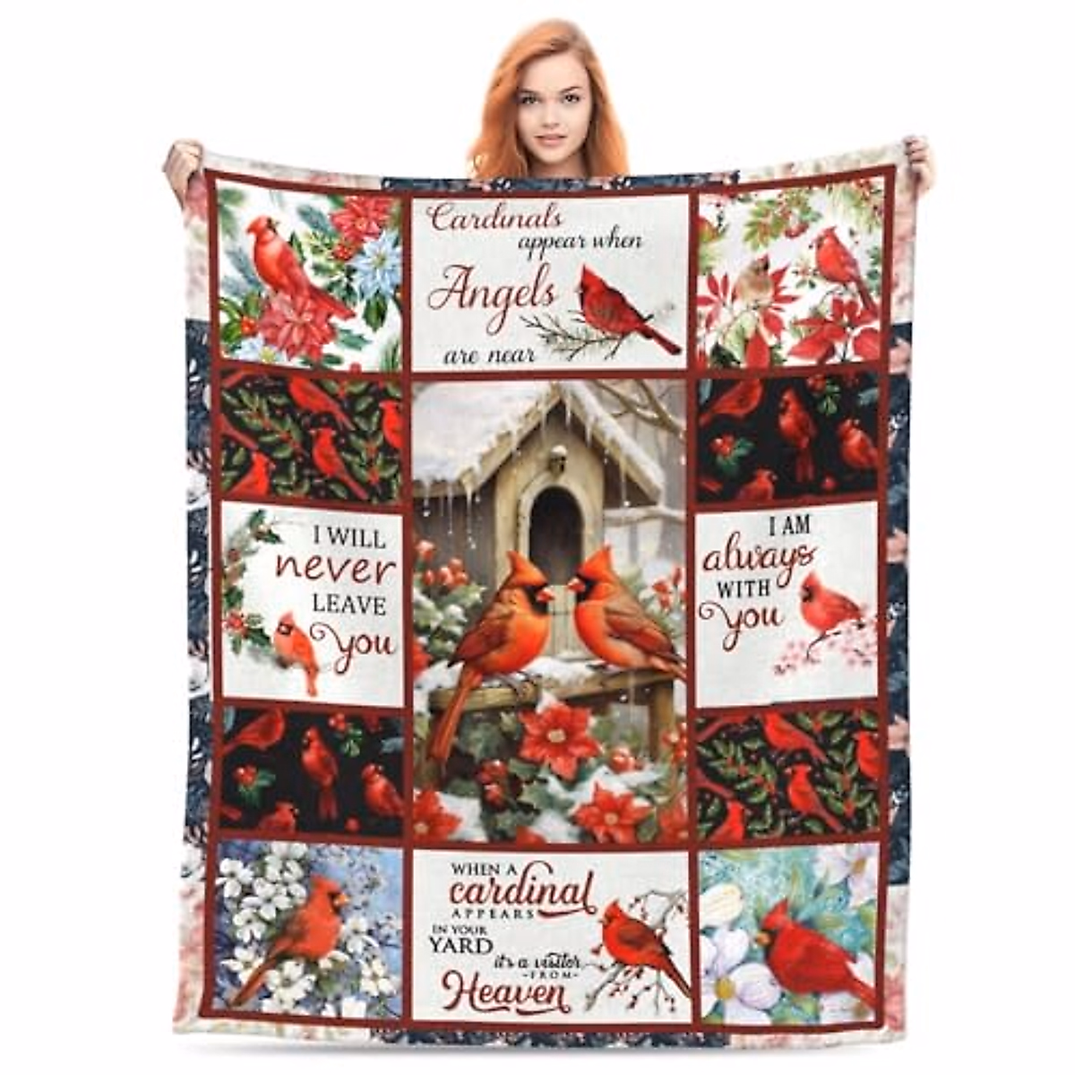 Cardinal Blanket, Cardinal Throw Blanket Ultra Soft Christmas Throw Blanket 40 X 50 Inches Lightweight Red Cardinal Bird Blanket for Sofa Bedding Home Cardinal Gifts for Women Men Children
