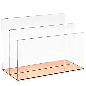 Clear Acrylic File Organizer with 2 Slots, Office Desk Paper, Mail, and Letter Sorter (9 x 5 x 7 in)