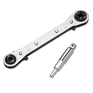 WADEO Ratchet Wrench Ratcheting Service Wrench 3/8” to 1/4” with Hex Bit Adapter for Air Conditioning, Refrigeration Equipment, Equipment Repair