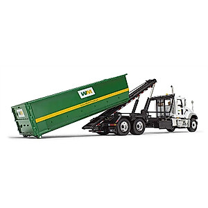 First Gear Mack Granite Garbage Truck Waste Management White and Green with Tub-Style Roll-Off Container 1/34 Diecast Model FG10-4050D