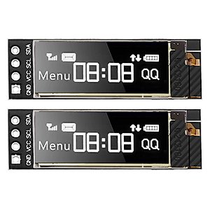 MakerFocus 2pcs I2C OLED Display Module 0.91 Inch I2C SSD1306 OLED Display Module White I2C OLED Screen Driver DC 3.3V~5V for Arduino ESP8266 ESP32 STM32