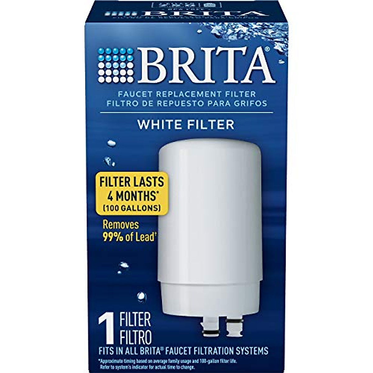 Brita Tap Water Filter, Water Filtration System Replacement Filters For Faucets, Reduces Lead, BPA Free – White, 1 Count