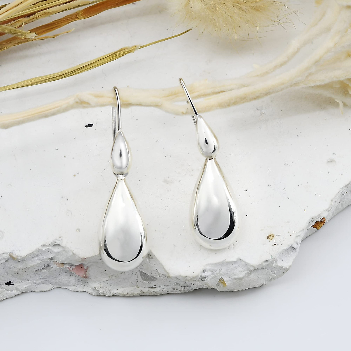 Modern Chic Teardrop .925 Sterling Silver Dangle Earrings