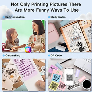 Mini Printer Paper Thermal Sticker printer Paper Mini Thermal Printer Paper Photo Printer Labels kids camera paper 10 roll Suitable for Various Inkless Sticker Printers