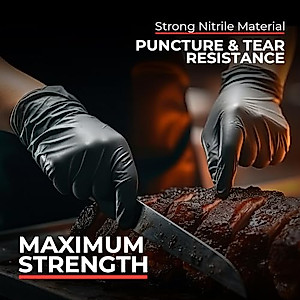 London Labs Heavy Duty Black Nitrile Exam Gloves 6Mil Disposable Industrial Powder & Latex Free (1000, Large)