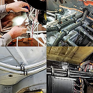 Cable Clamps Assortment Kit, LOKMAN 44 Pieces Stainless Steel Rubber Cushion Pipe Clamps Assorted in 5 Size 1/4'' 5/16'' 3/8'' 1/2'' 5/8'', Come With Durable PP Storage Case with Chart