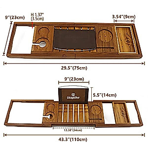 Utoplike Non Slip Teak Wood Bath Shower Mat, Teak Bathtub Caddy Tray Bath Tray, Teak Shower Bench Seat with Handles Set