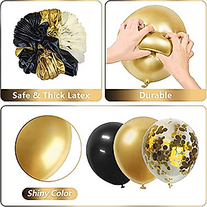 Black and Gold Balloon Garland Kit-126Pcs Black and Gold Balloons Party Decorations with 4 Different Sizes Black and Gold Latex Party Balloons for Birthday Graduation Father's Day New Years.