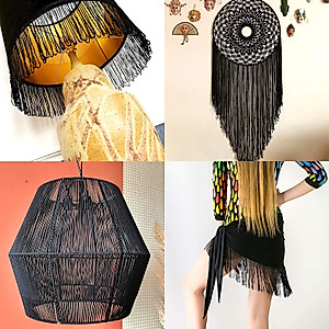 10 Yards Sewing Fringe Trim - Fringe Tassel 15cm Width for Skirt Wedding Dress Lamp Shade Decoration(Balck)