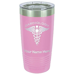LaserGram 20oz Vacuum Insulated Tumbler Mug, Cardiology, Personalized Engraving Included (Light Purple)