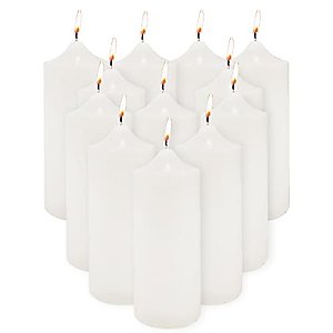 Super Z Outlet 3 x 9 Unscented Pillar Candles for Home Decoration, Weddings, Relaxation, Spa, Smokeless Cotton Wick. (12 Pack) (White)