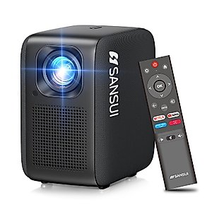 SANSUI Portable Projector with WiFi and Bluetooth, 1080P Smart Projector Netflix-Licensed,10000 Lumens,Auto Keystone Correction,Hi-Fi Audio HDR 10 for Home Theatre Outdoor Movies
