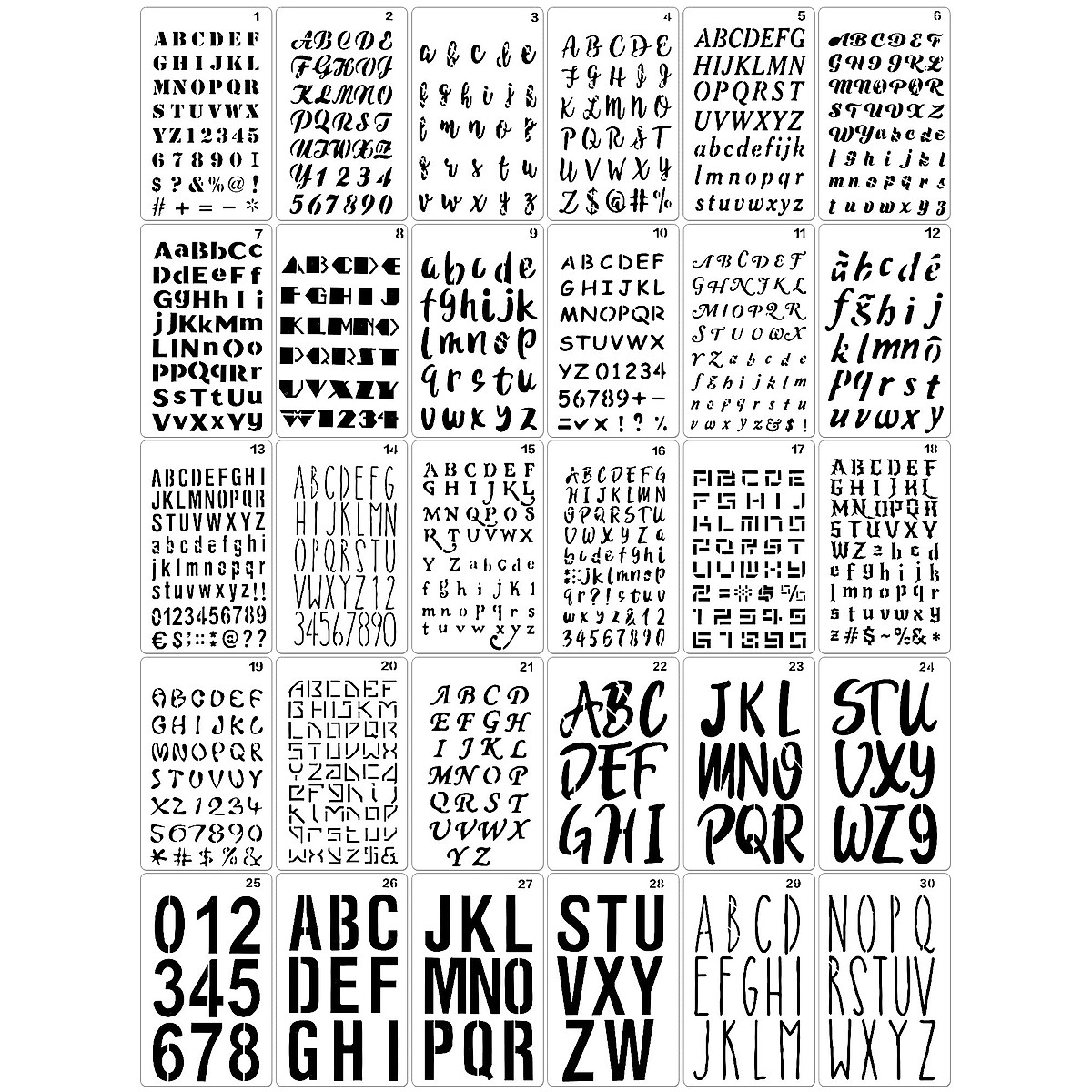 30 Pieces Letter Stencils for Painting 4 x 7 Inch Alphabet Journal Stencils Reusable Plastic Letter and Numbers Stencils Font Templates for Journal Notebook, Diary, Scrapbook Decor Supplies